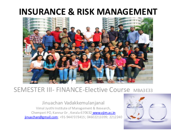 (PPT) Sem3 MBA IRM-1 INSURANCE & RISK MANAGEMENT