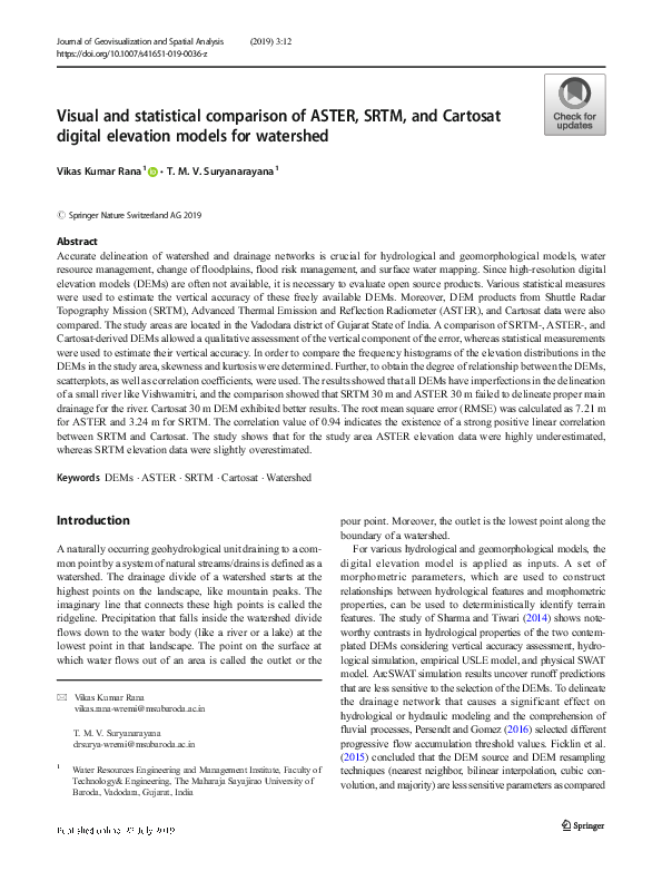 Pdf Visual And Statistical Comparison Of Aster Srtm And Cartosat Digital Elevation Models