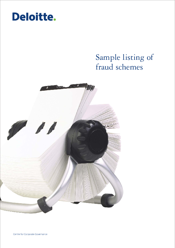 (PDF) Sample listing of fraud schemes Centre for Corporate Governance