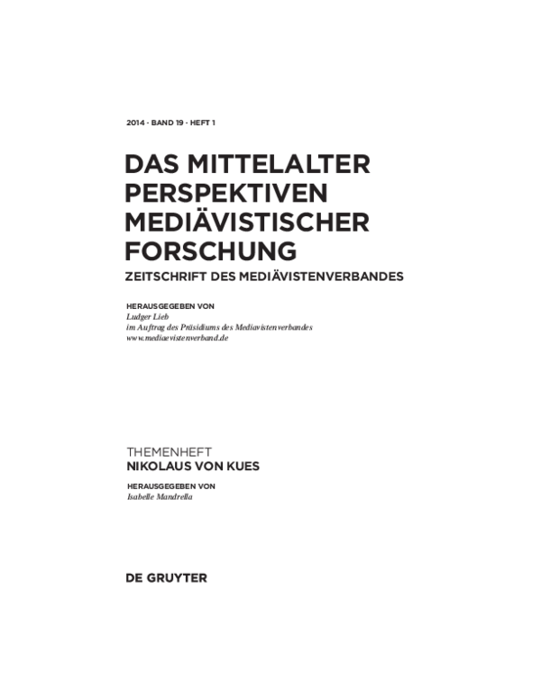 (PDF) Nikolaus von Kues | Isabelle Mandrella - Academia.edu