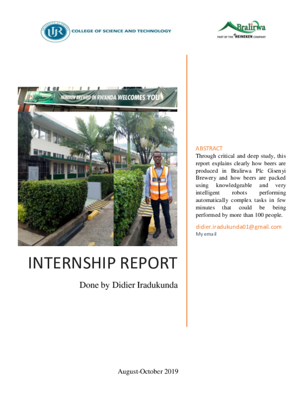 (PDF) Bralirwa INTERNSHIP REPORT 2019 done by Didier Iradukunda_Electrical and Electronics ...