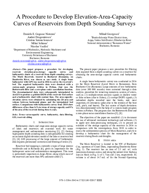 (PDF) A Procedure to Develop Elevation-Area-Capacity Curves of ...