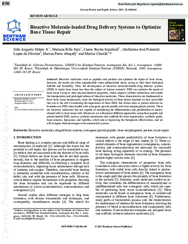 (PDF) Bioactive Molecule-loaded Drug Delivery Systems to Optimize Bone ...