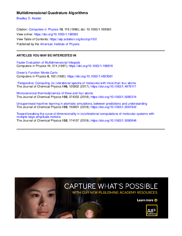 Pdf Faster Evaluation Of Multidimensional Integrals Computers In 障狗 智