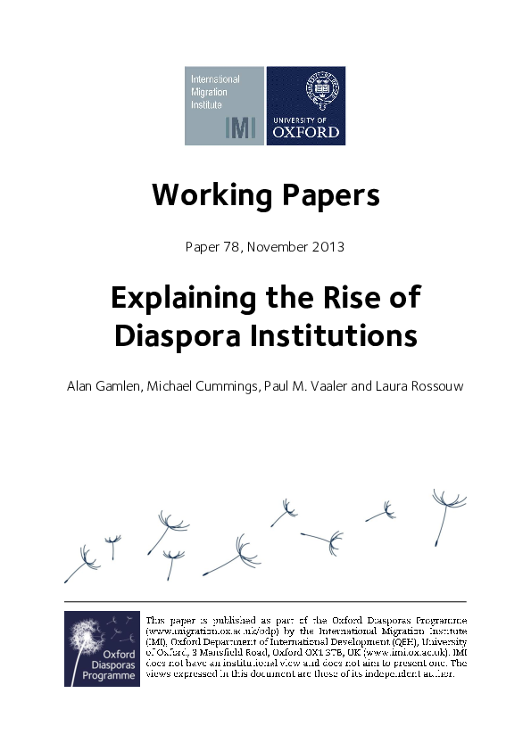 (PDF) Gamlen, A. et al. 2013 Explaining The Rise of Diaspora ...
