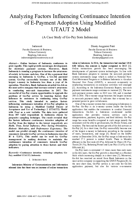 (PDF) Analyzing Factors Influencing Continuance Intention of E-Payment ...