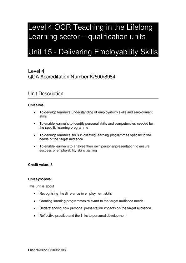 (PDF) Level 4 OCR Teaching in the Lifelong Learning sector ...