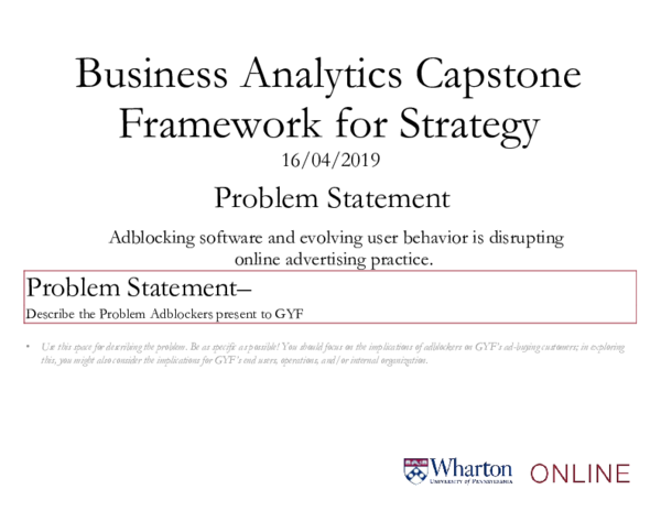 (PDF) Business Analytics Capstone Framework for Strategy Problem ...