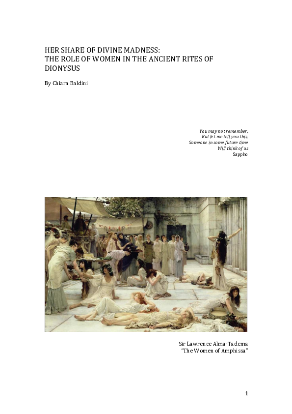 (PDF) HER SHARE OF DIVINE MADNESS: THE ROLE OF WOMEN IN THE ANCIENT ...