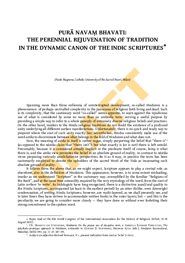 (PDF) Purā navaṃ bhavati: the Perennial Rejuvenation of Tradition in ...