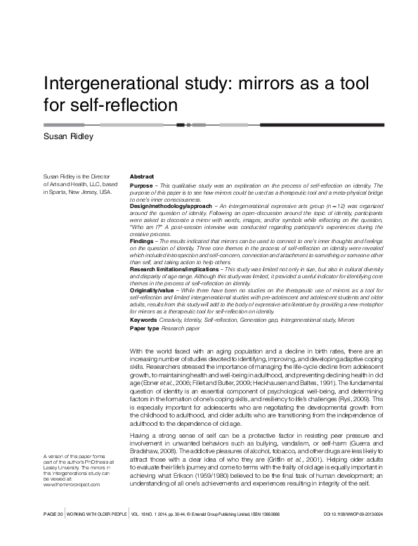 (PDF) Intergenerational study: Mirrors as a tool for self-reflection