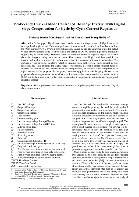(PDF) Peak-Valley Current Mode Controlled H-Bridge Inverter with ...