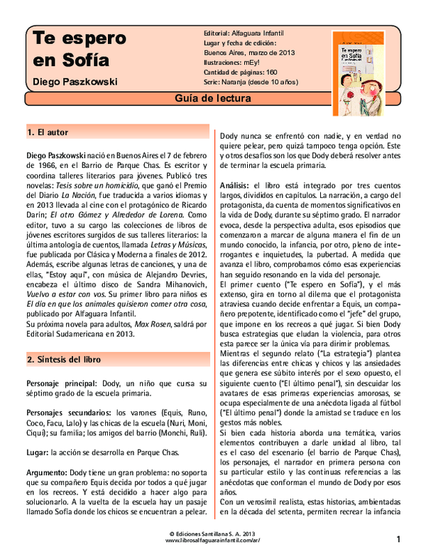 (PDF) Te espero en Sofía Guía de lectura