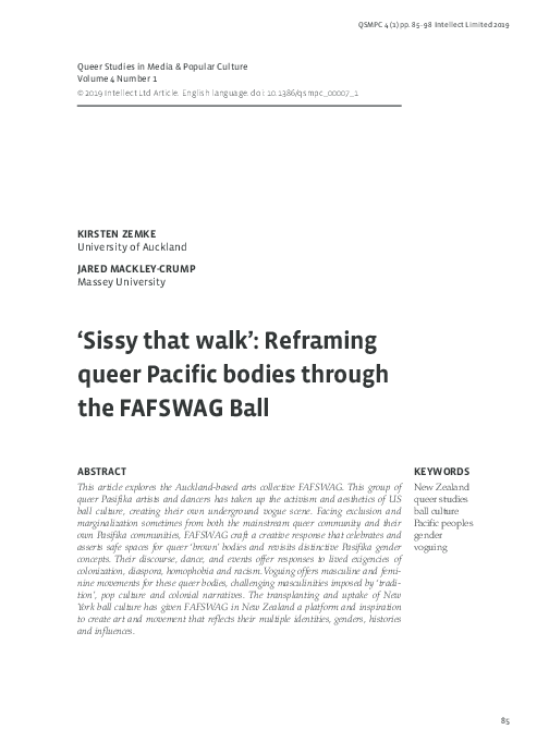(PDF) ‘Sissy that walk’: Reframing queer Pacific bodies through the ...