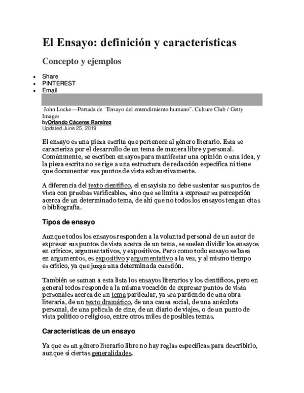 El Ensayo: definición y características