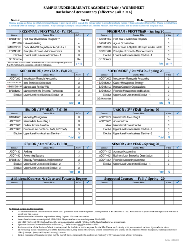 (PDF) Sample Academic Plan FA14 BAccy 2014.
