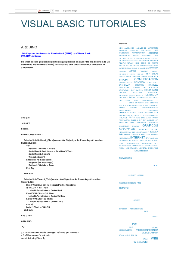 Pdf Visual Basic Tutoriales Arduino 06 Captura De Sensor De