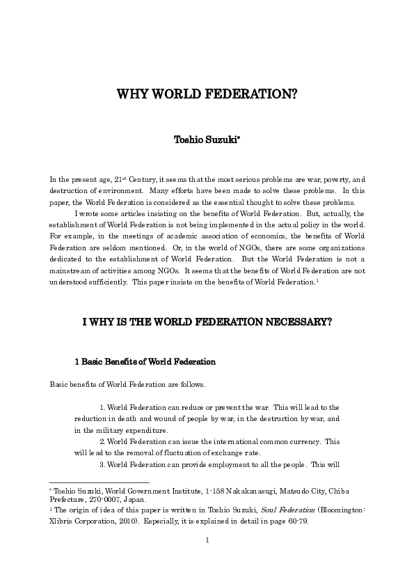 (DOC) WHY WORLD FEDERATION