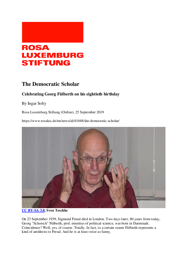 (PDF) The Democratic Scholar: Celebrating Georg Fülberth on his ...