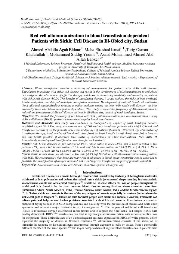 (PDF) Red cell alloimmunization in multitransfused patients and ...