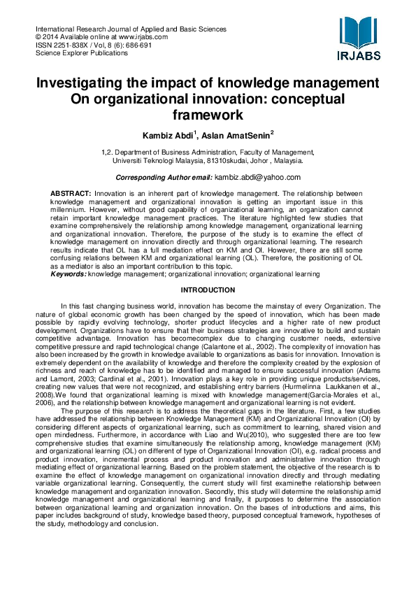 (PDF) Investigating the impact of knowledge management On ...