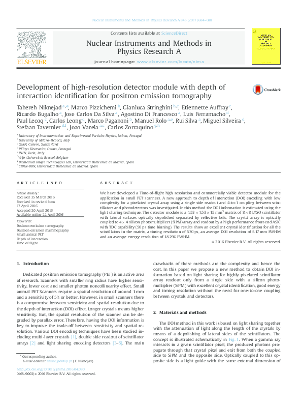 (PDF) Development of high-resolution detector module with depth of interaction identification ...