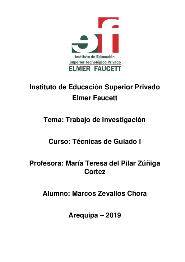 (DOC) Instituto de Educación Superior Privado Elmer Faucett Tema ...