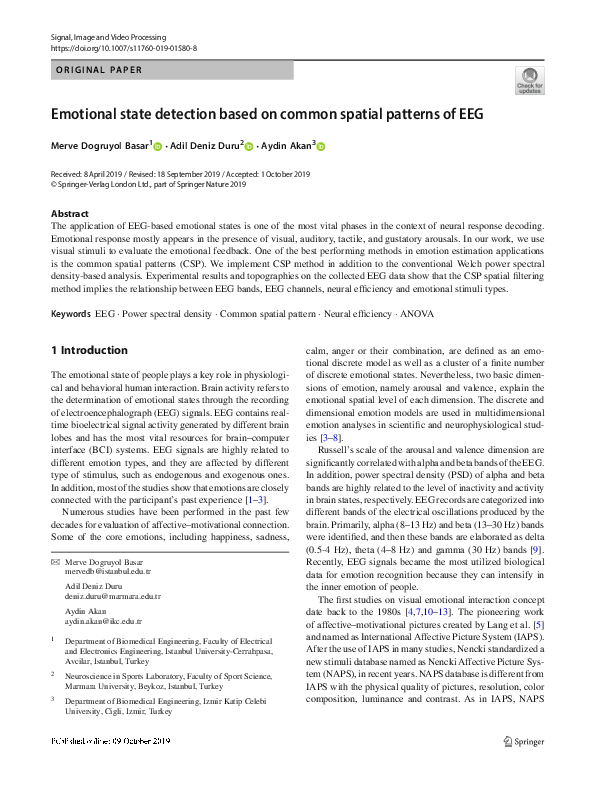 (PDF) Emotional State Detection Based on Common Spatial Patterns of EEG