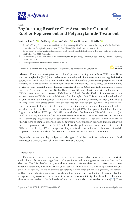 (PDF) Engineering reactive clay systems by ground rubber replacement ...