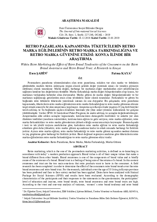 (PDF) RETRO PAZARLAMA KAPSAMINDA TÜKETİCİLERİN RETRO MARKA ...