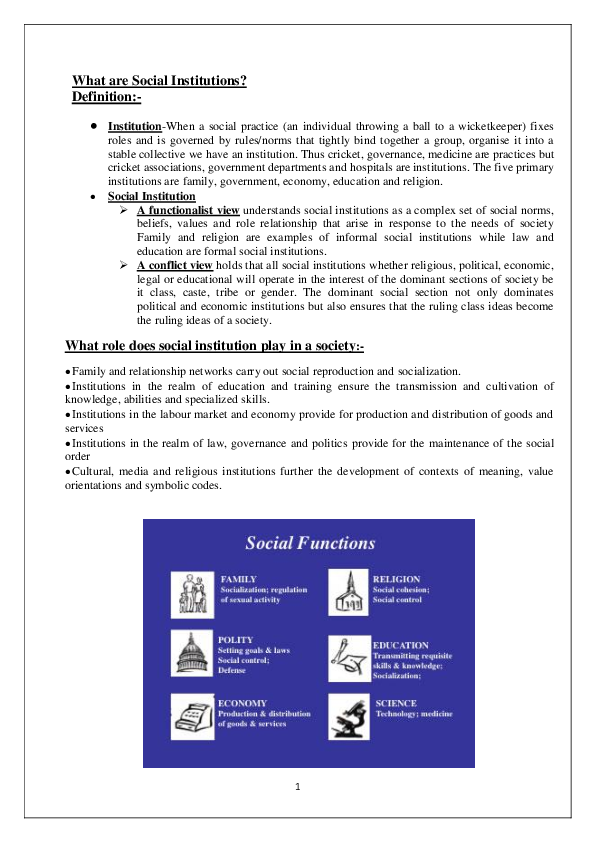 (DOC) Role of social institutions