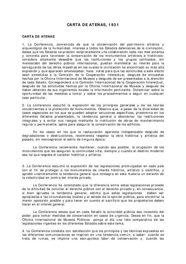 (PDF) CARTA DE ATENAS, 1931 CARTA DE ATENAS