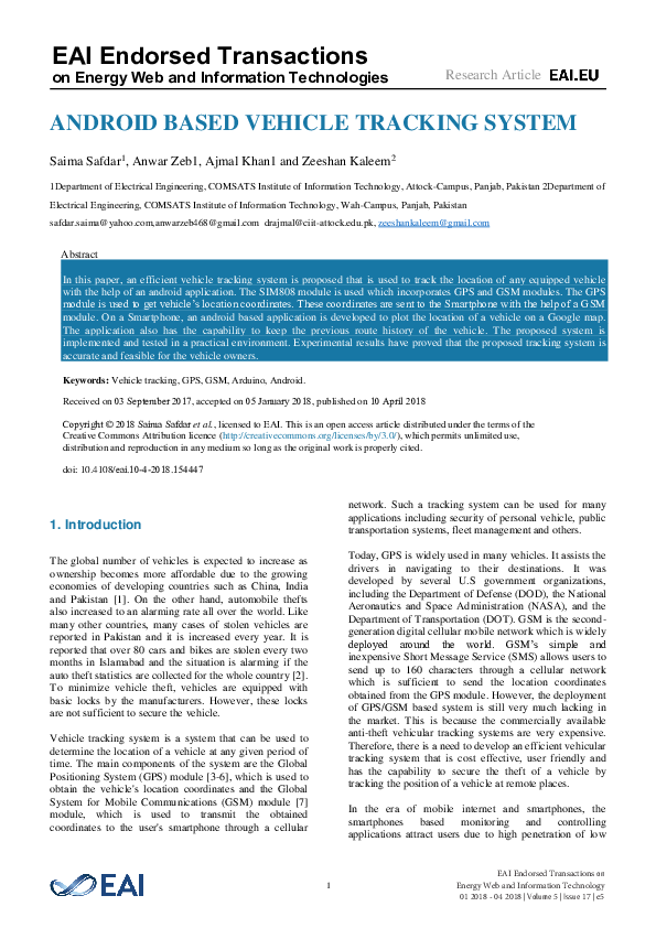 (PDF) ANDROID BASED VEHICLE TRACKING SYSTEM