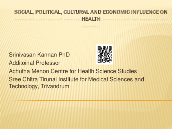 (PDF) SOCIAL, POLITICAL, CULTURAL AND ECONOMIC INFLUENCE ON HEALTH