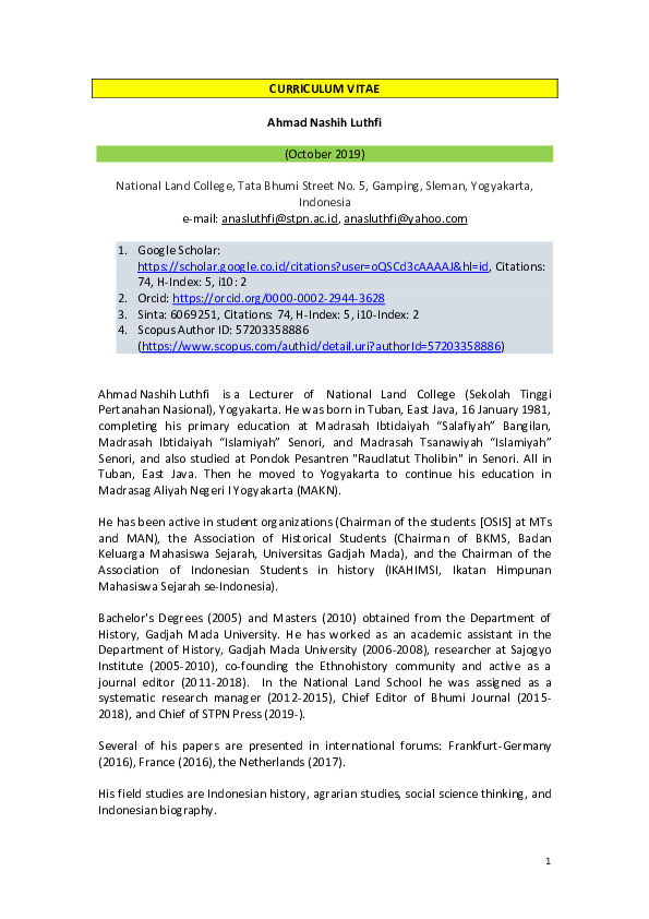 (PDF) CURRICULUM VITAE Luthfi Oktober 2019