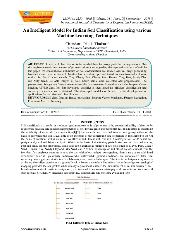 (PDF) An Intelligent Model for Indian Soil Classification using various ...