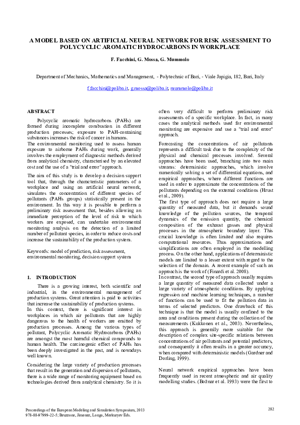 (PDF) A Model based on Artificial Neural Network For Risk Assessment To Polycyclic Aromatic ...