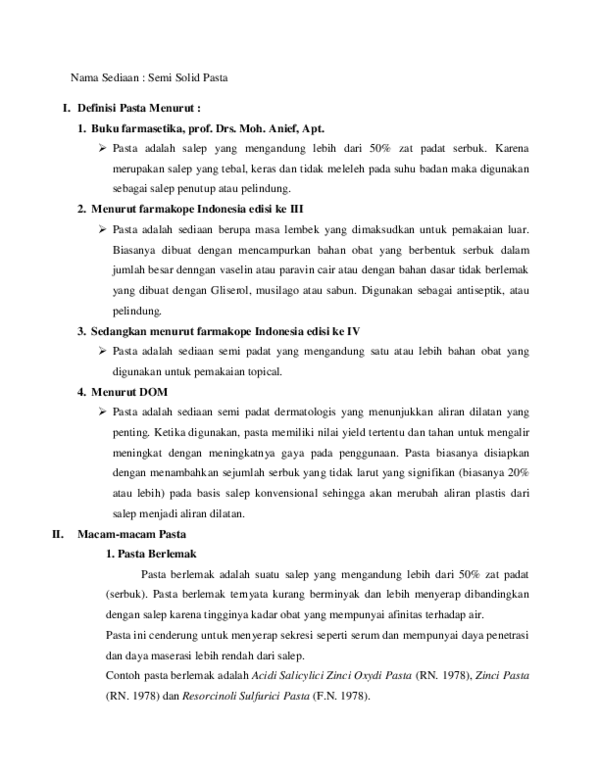 (DOC) Nama Sediaan : Semi Solid Pasta