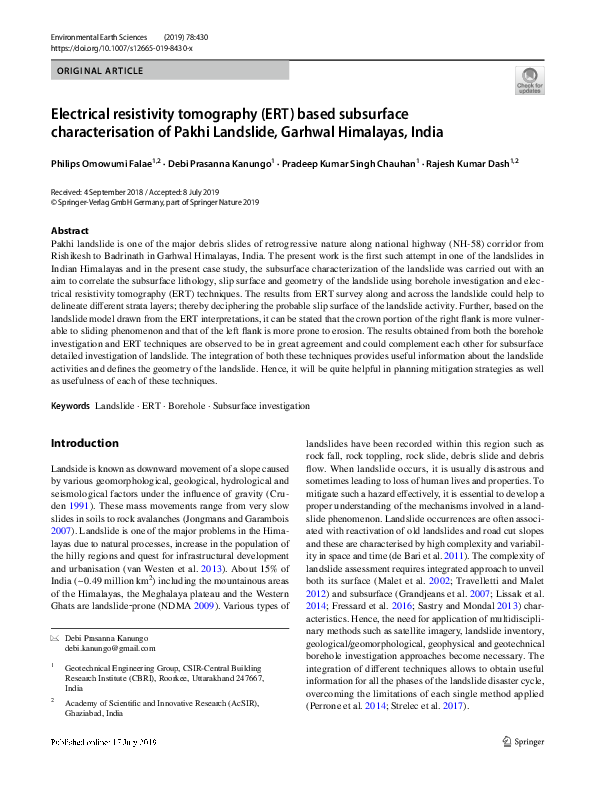 (PDF) Electrical resistivity tomography (ERT) based subsurface characterisation of Pakhi ...