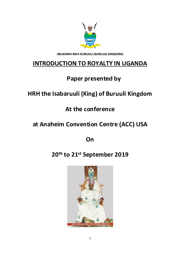 (DOC) INTRODUCTION TO ROYALTY IN UGANDA