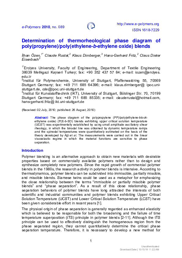 (PDF) Determination of thermorheological phase diagram of poly ...