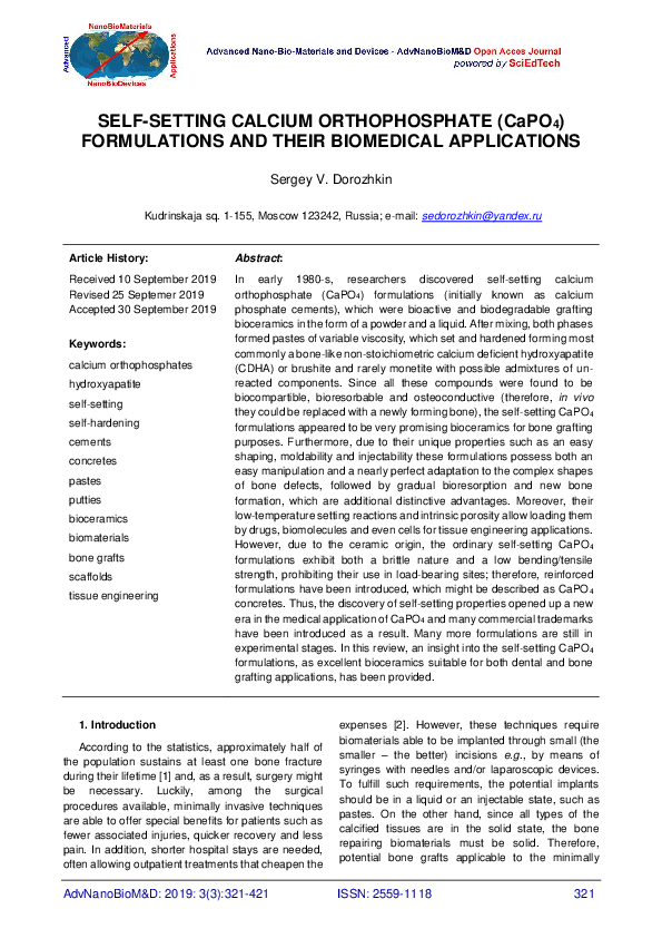 (PDF) Self-setting calcium orthophosphate (CaPO4) formulations and ...