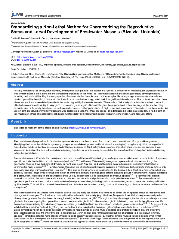 (PDF) Standardizing a Non-Lethal Method for Characterizing the ...