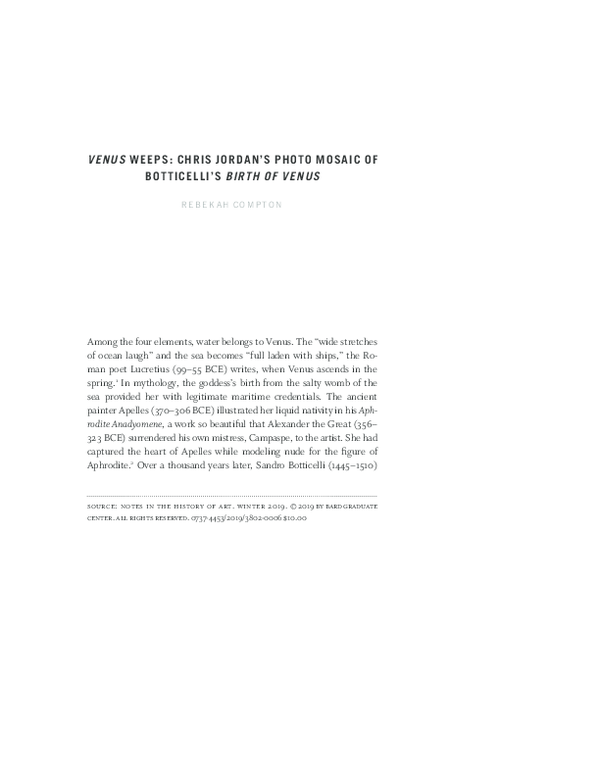 (PDF) Venus Weeps: Chris Jordan's Photo Mosaic of Botticelli's Birth of ...