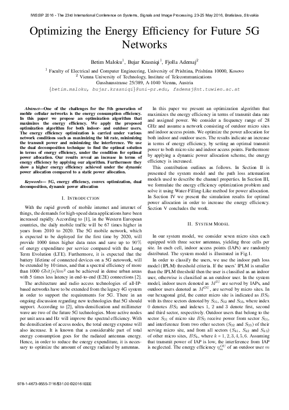 (PDF) Optimizing the Energy Efficiency for Future 5G Networks