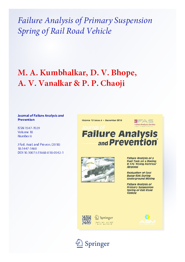 (PDF) Failure Analysis of Primary Suspension Spring of Rail Road Vehicle