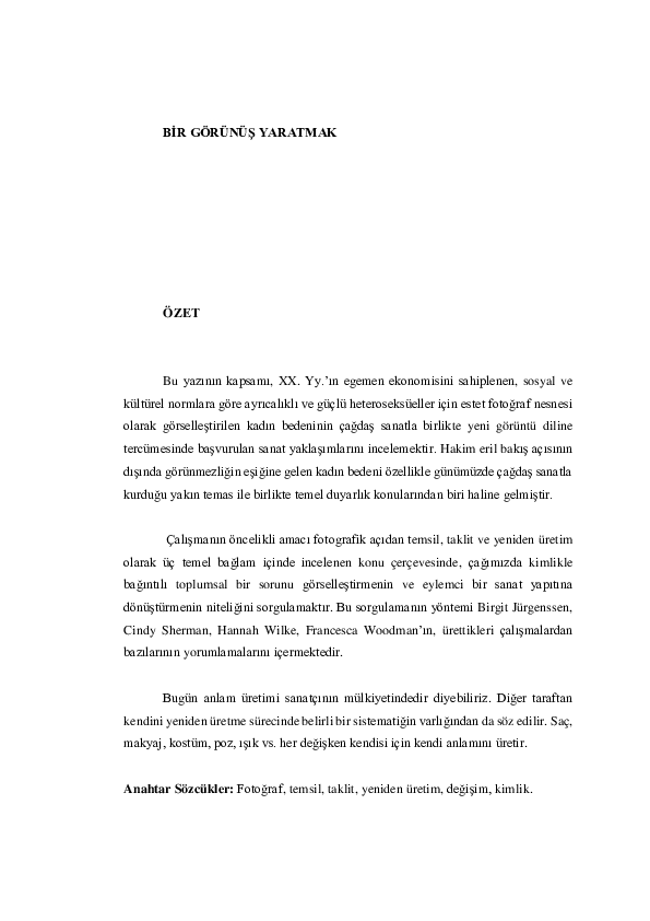 (DOC) Bir Görünüş Yaratmak