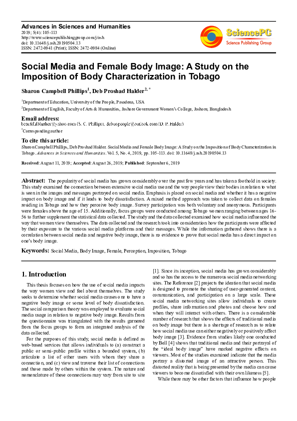 (PDF) Social Media and Female Body Image: A Study on the Imposition of ...