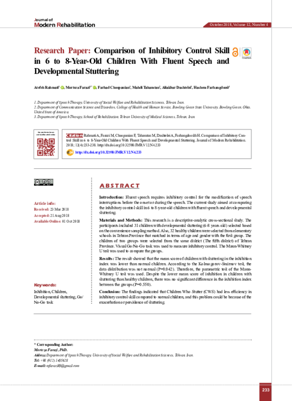 (PDF) Comparison of Inhibitory Control Skill in 6 to 8-Year-Old ...