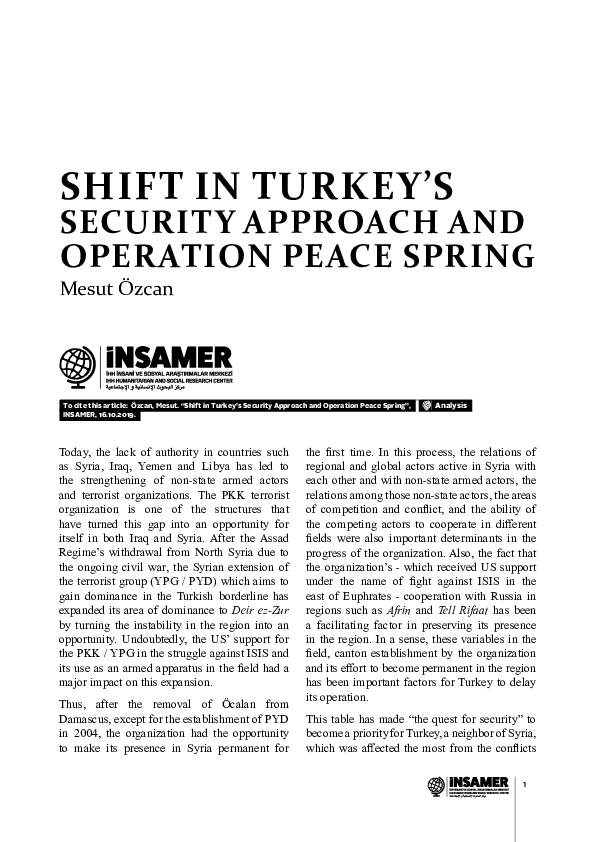 (PDF) Shift in Turkey's Security Approach and Operation Peace Spring